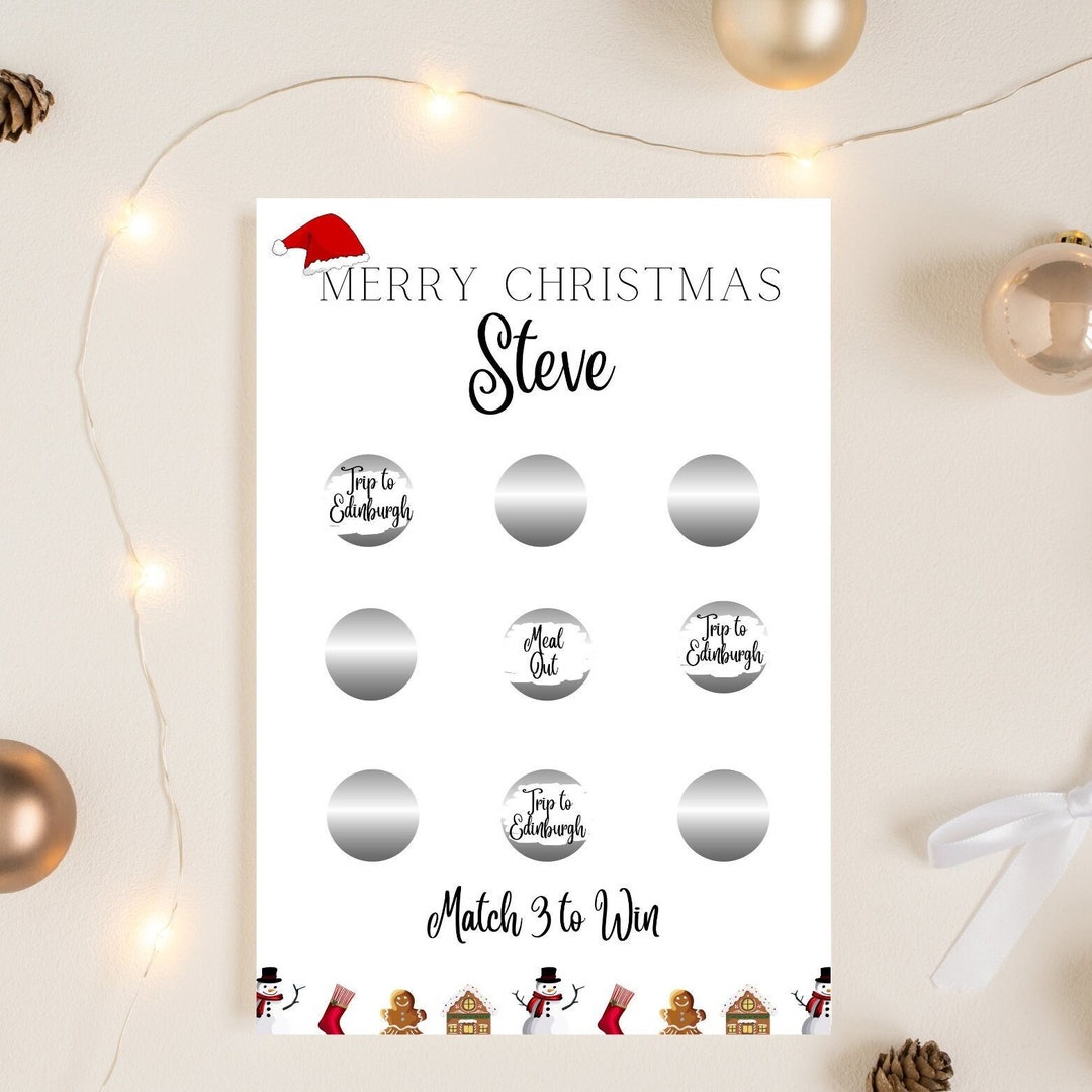 Personalized Christmas Scratch Card: Match 3 to Win Gift - Etsy