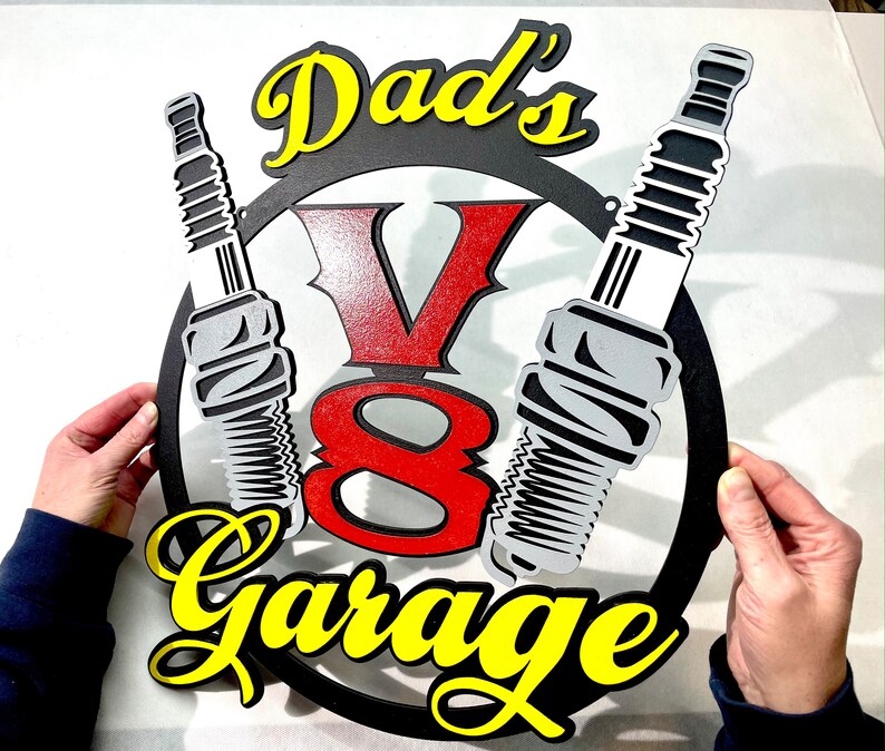 V8 Dads Garage Lightburn SVG File DXF File Plotter File DIY Project ...