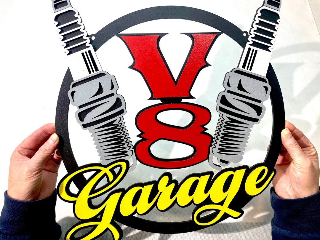 V8 Garage Lightburn SVG File DXF File Plotter File DIY Project Vector ...