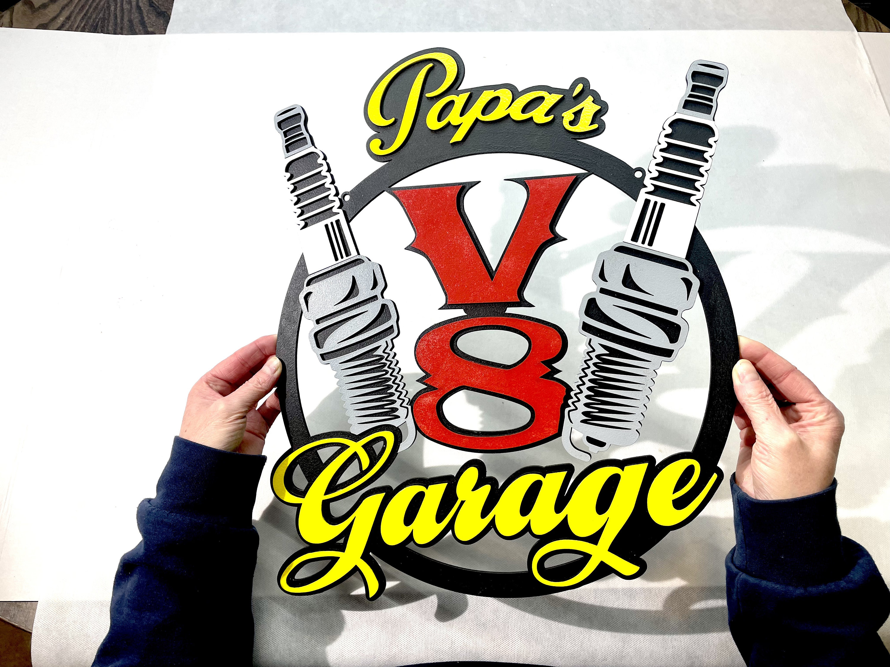V8 Papa's Garage Lightburn SVG File DXF File Plotter File DIY Project Vector Graphics Cnc ...