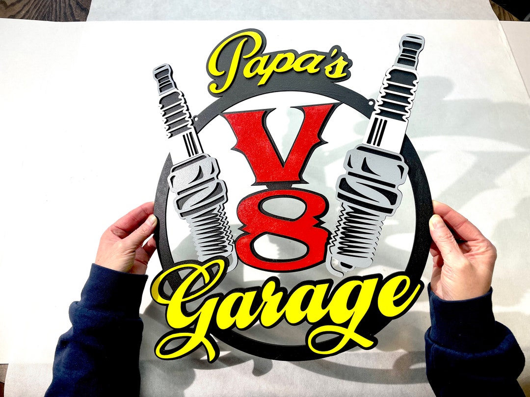 V8 Papa's Garage Lightburn SVG File DXF File Plotter File DIY Project ...