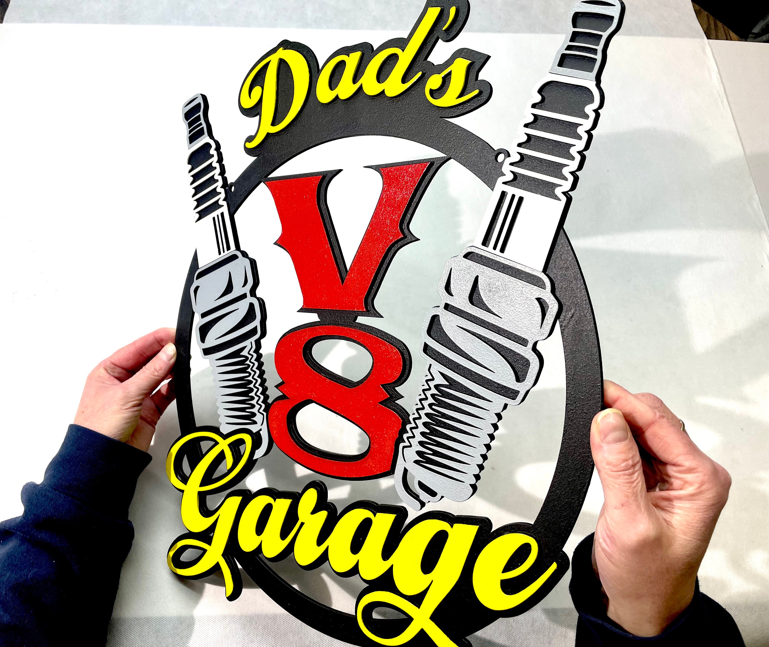 V8 Dads Garage Lightburn SVG File DXF File Plotter File DIY Project ...
