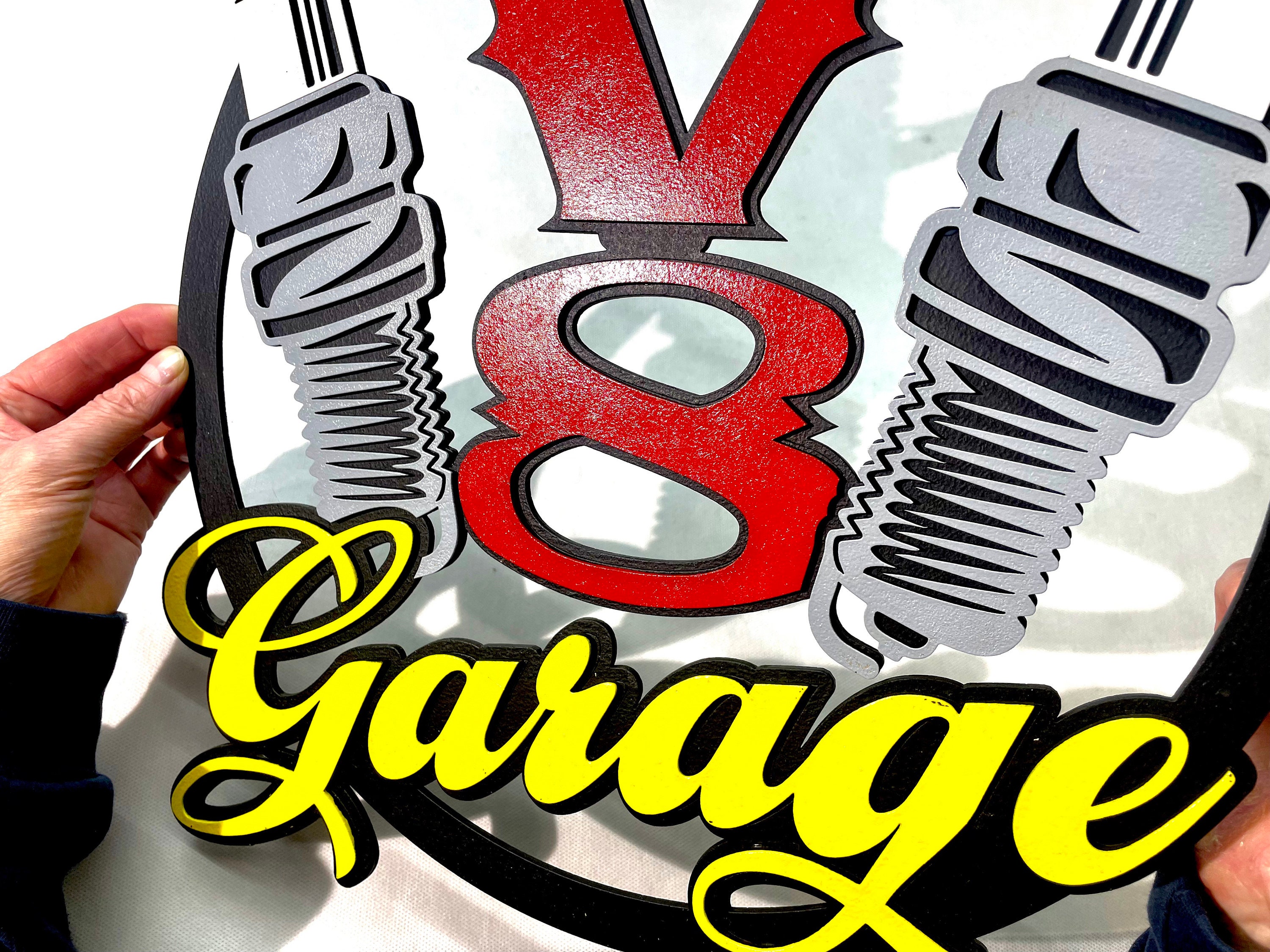 V8 Garage Lightburn SVG File DXF File Plotter File DIY Project Vector ...