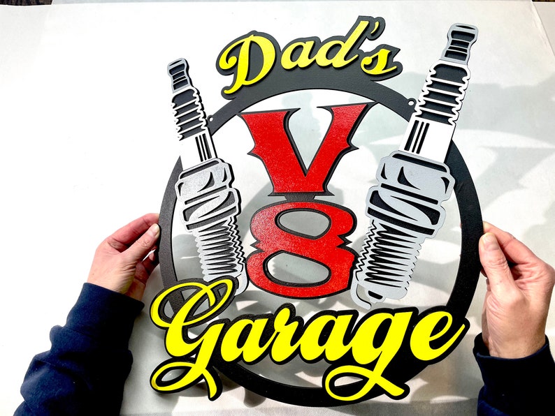 V8 Dads Garage Lightburn SVG File DXF File Plotter File DIY Project ...