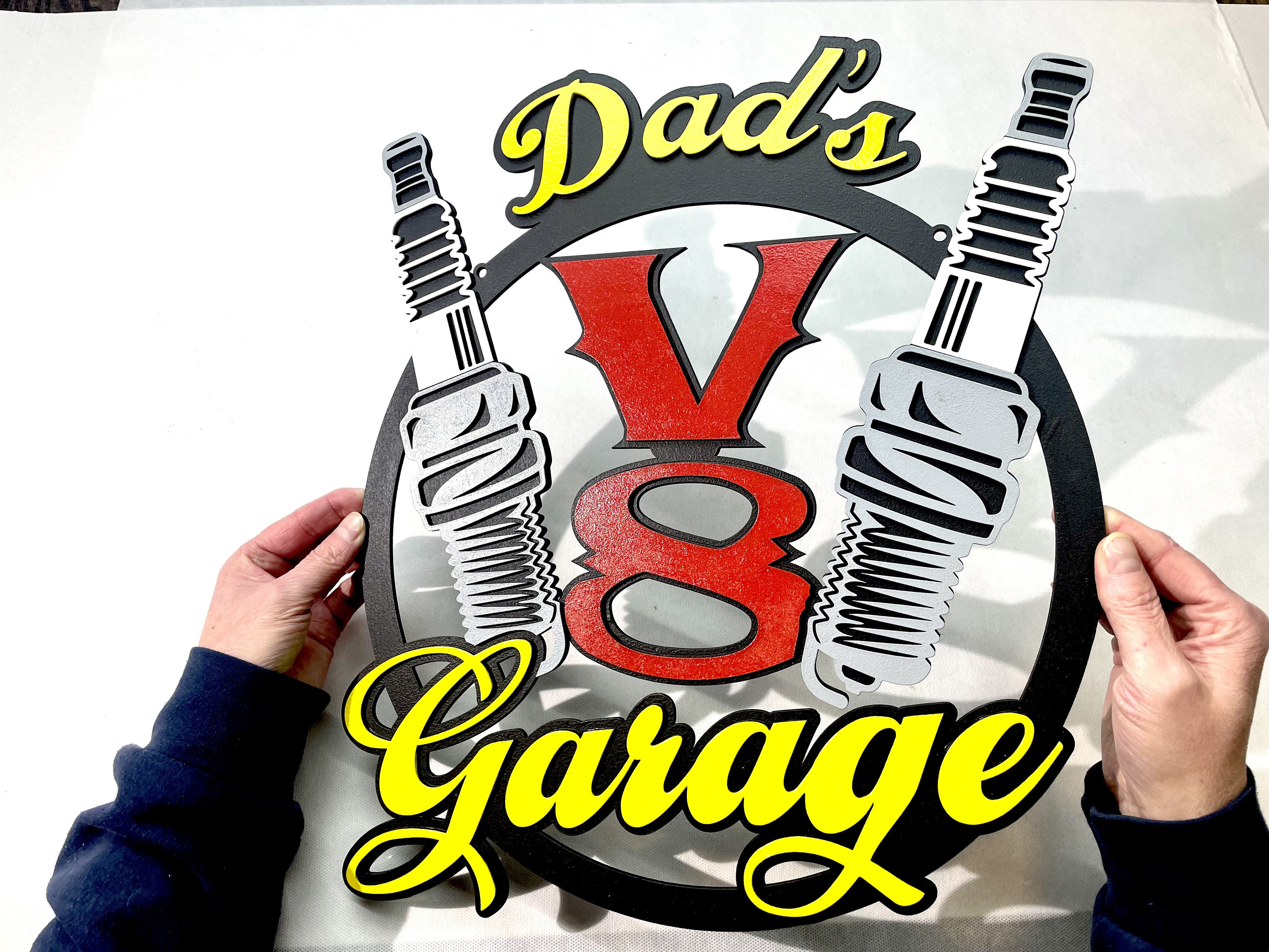 V8 Dads Garage Lightburn SVG File DXF File Plotter File DIY Project ...