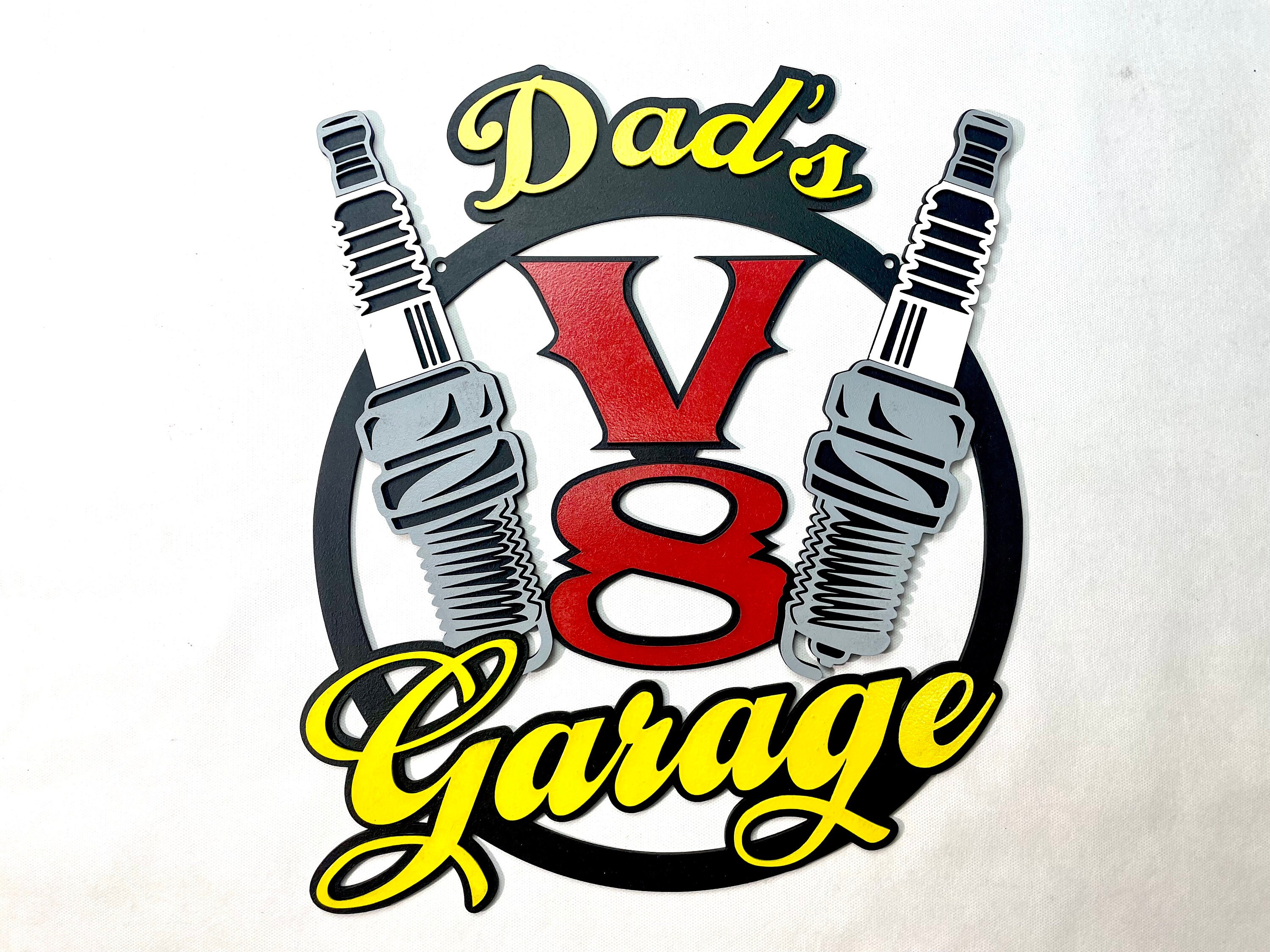 V8 Dads Garage Lightburn SVG File DXF File Plotter File DIY Project ...
