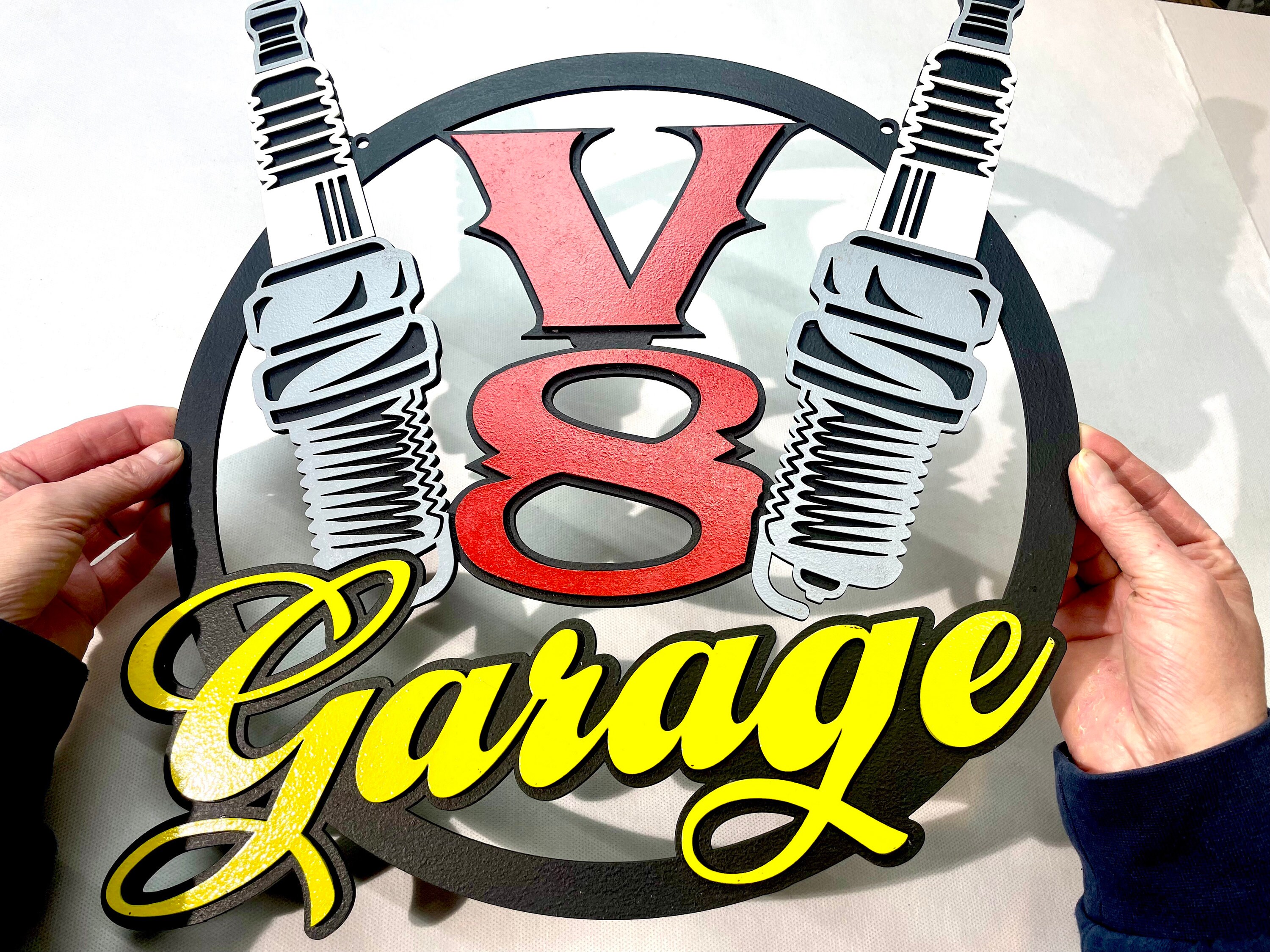 V8 Garage Lightburn SVG File DXF File Plotter File DIY Project Vector ...
