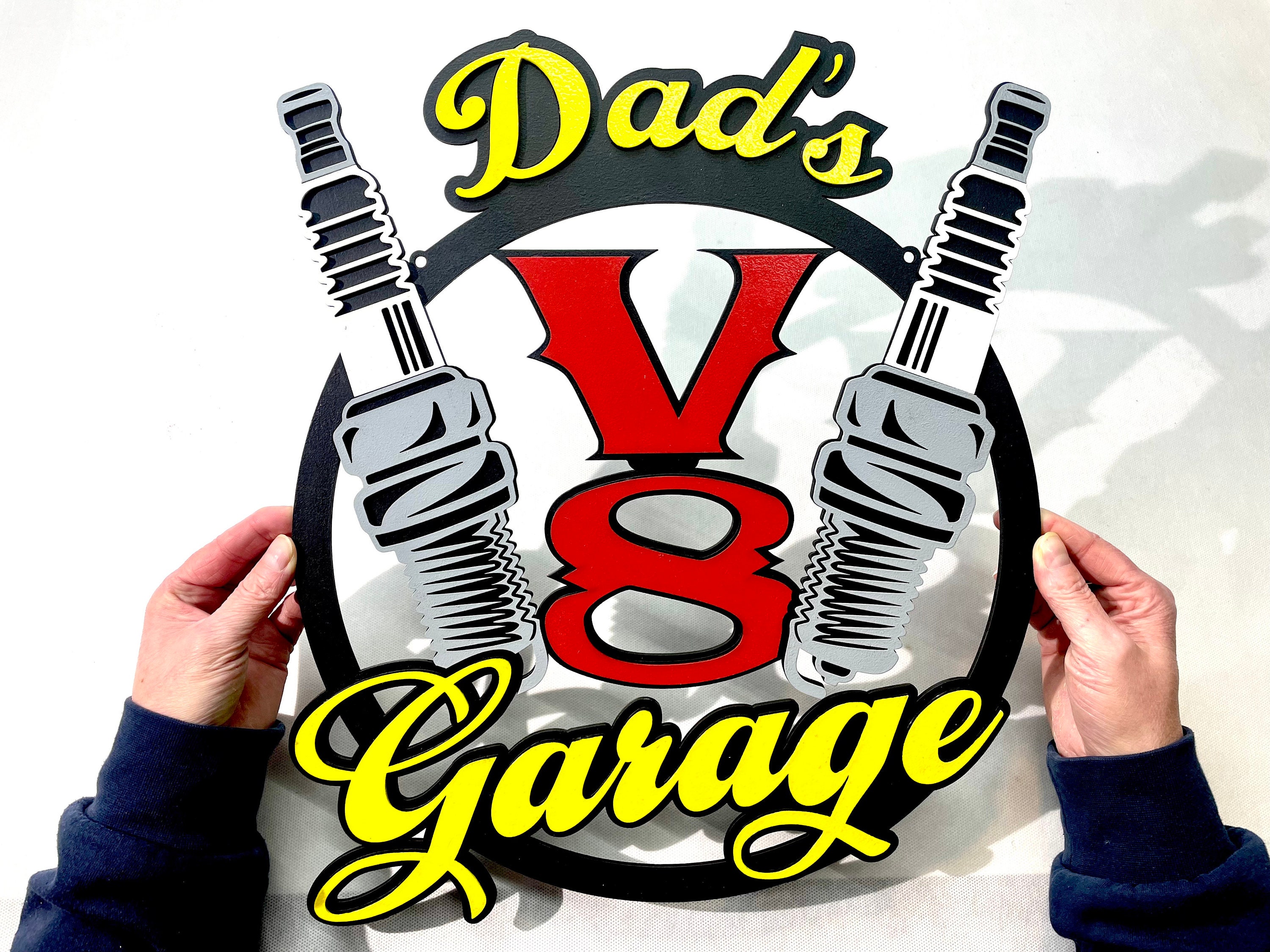V8 Dads Garage Lightburn SVG File DXF File Plotter File DIY Project ...