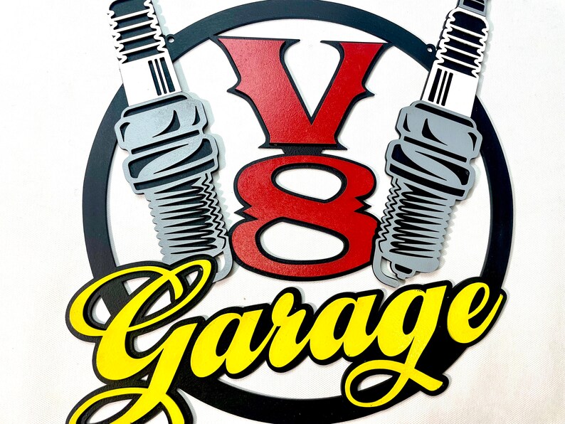 V8 Garage Lightburn SVG File DXF File Plotter File DIY Project Vector ...