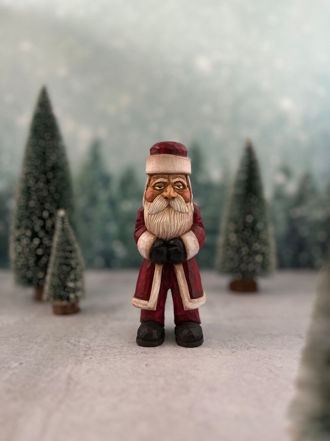 Hand-carved Santa Figurine | Unique Christmas Decoration & Gift ...