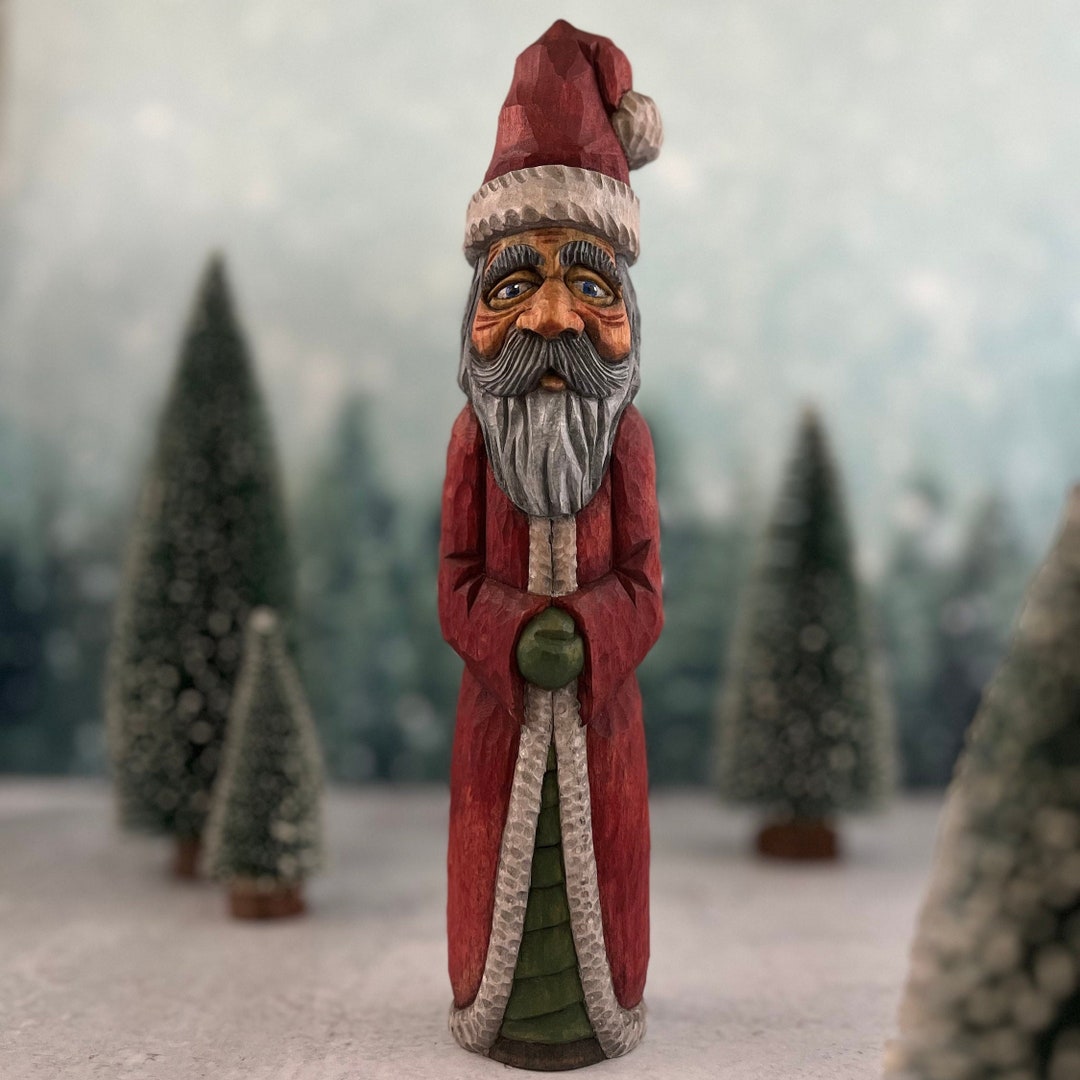 Hand-carved Santa Figurine Unique Christmas Decoration & Gift ...