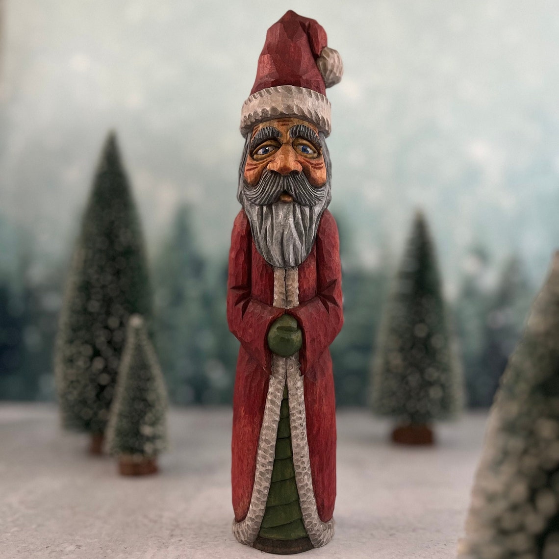 Hand-carved Santa Figurine Unique Christmas Decoration & Gift ...