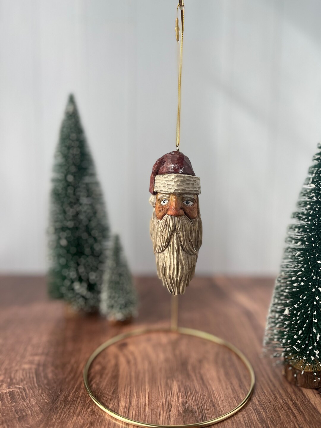 Hand Carved Santa Head Ornament 4 - Etsy