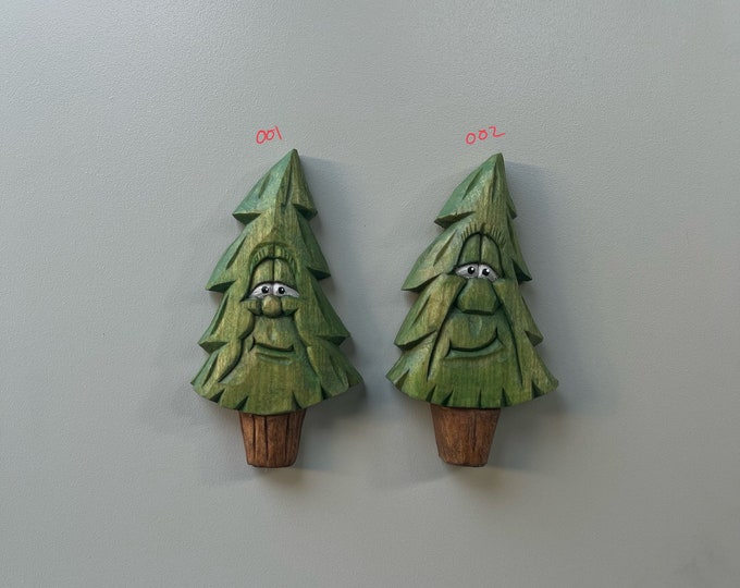Hand Carved Tree Magnet - Etsy