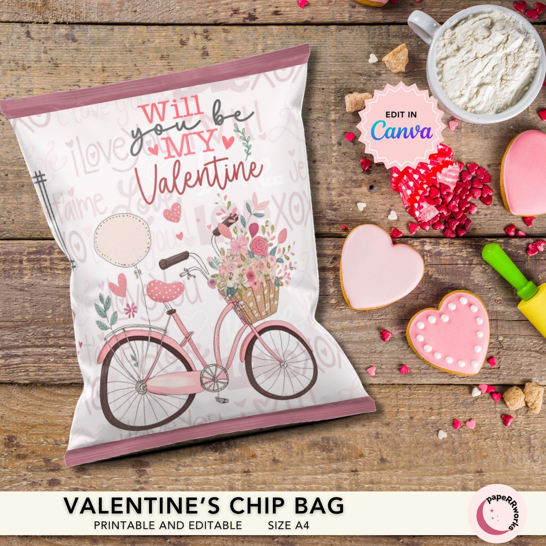 Valentine's Chip Bag Template, Chip Packet, Chip Bag Printable ...