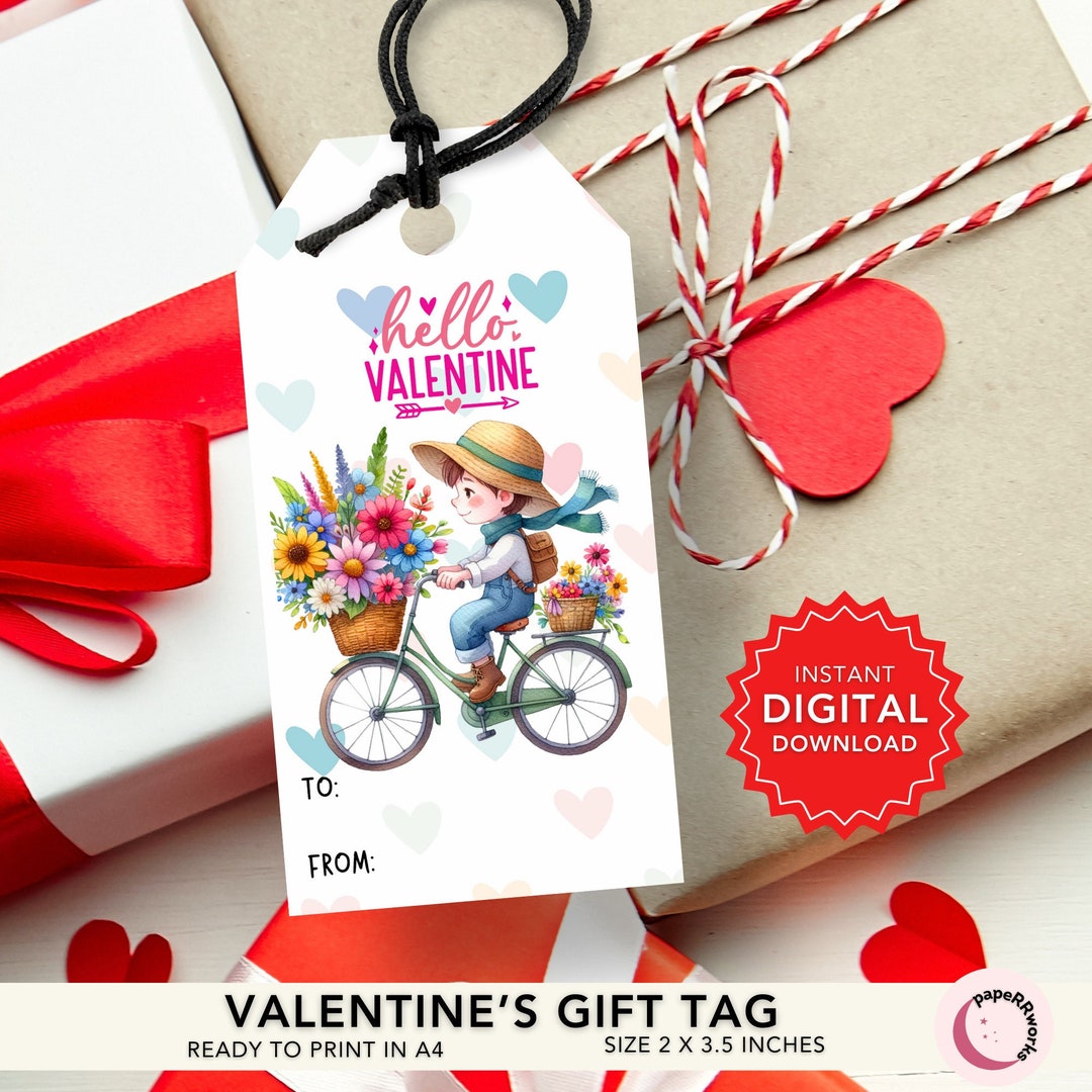 Valentine's Gift Tag, Valentine Printable Template, Custom Tag, Favor ...