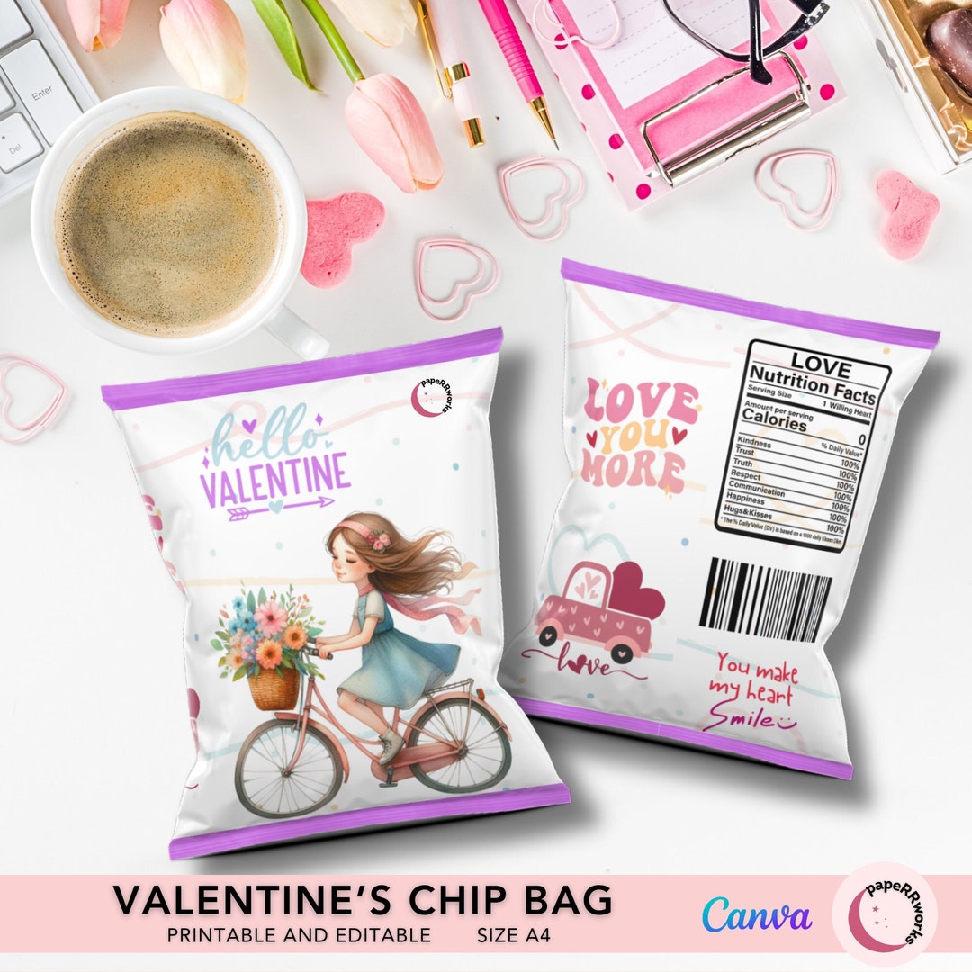 Valentines Chip Bag Template, Chip Packet, Chip Bag Printable ...