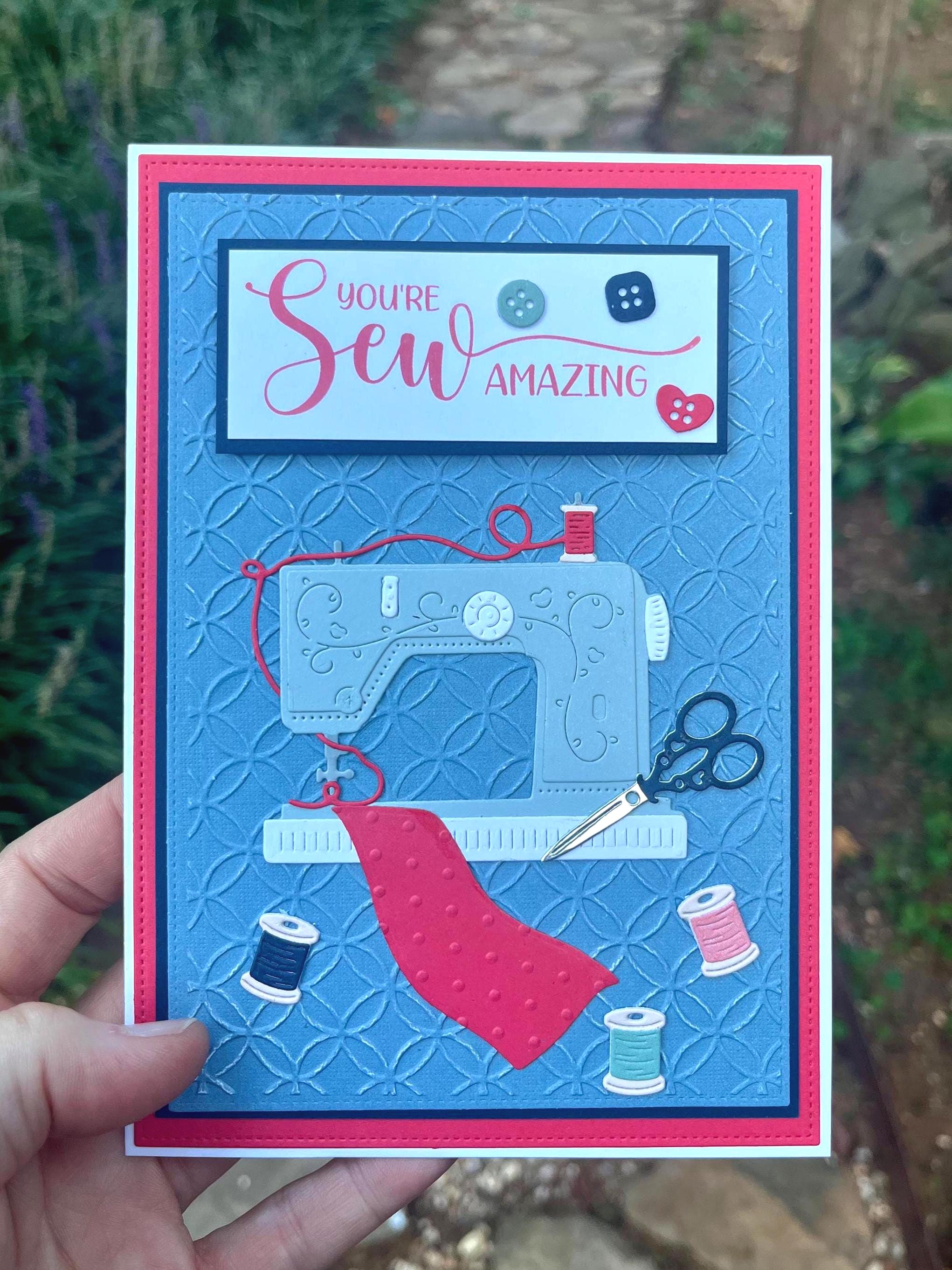 Sewing Machine Greeting Card: Handmade Embossed All-occasion Card - Etsy