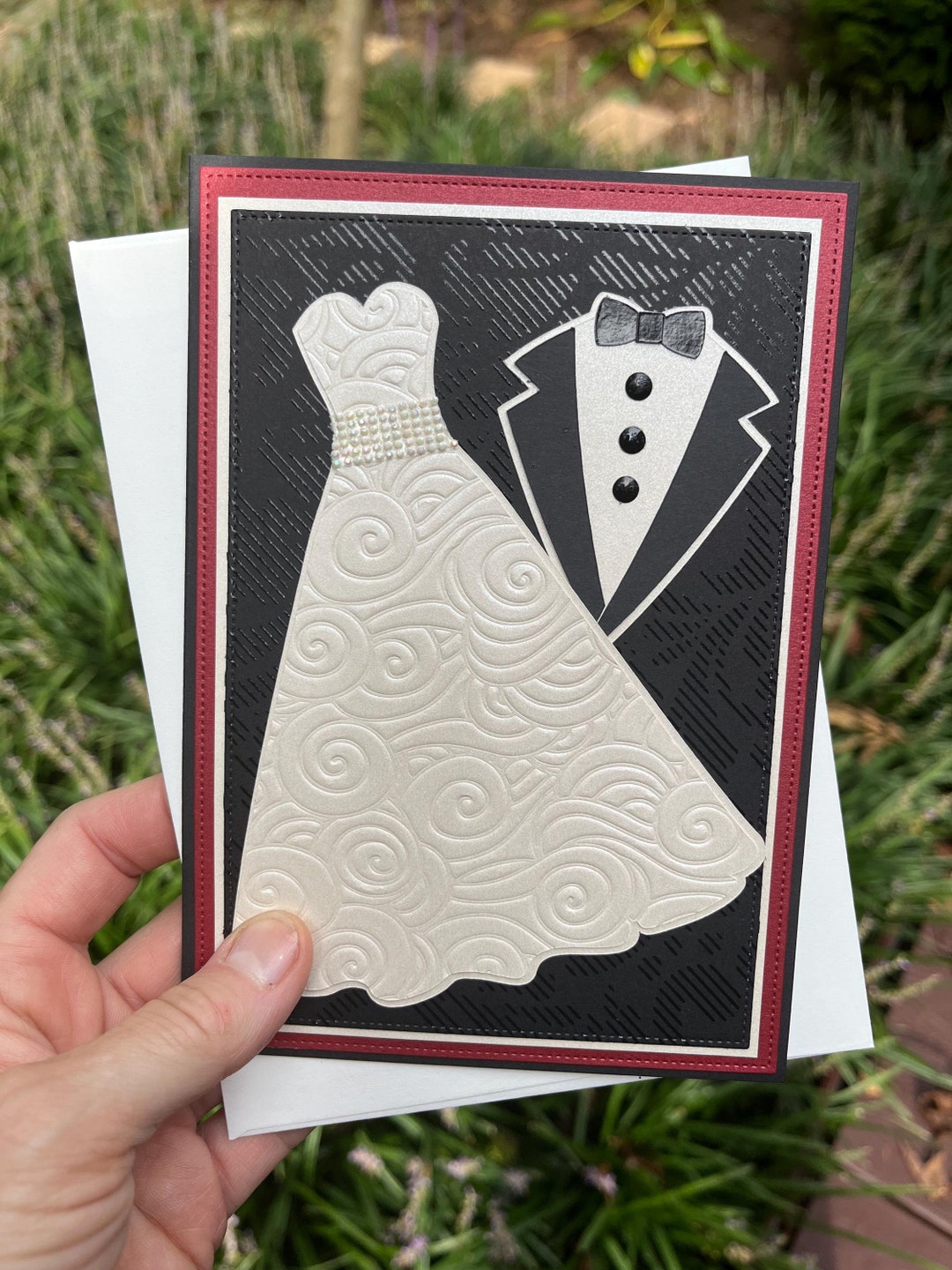 Tux and Gown Card | Wedding Card | Hand Crafted Wedding Card | Bride ...