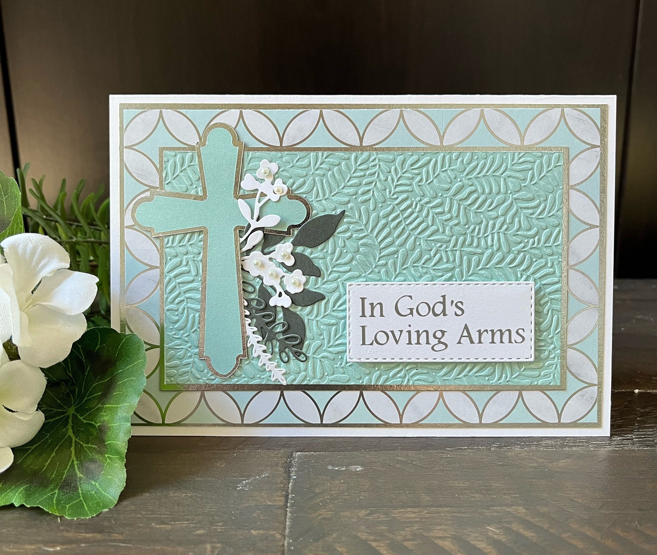 Sympathy Card Christian Religious in God's Loving Arms Blue - Etsy