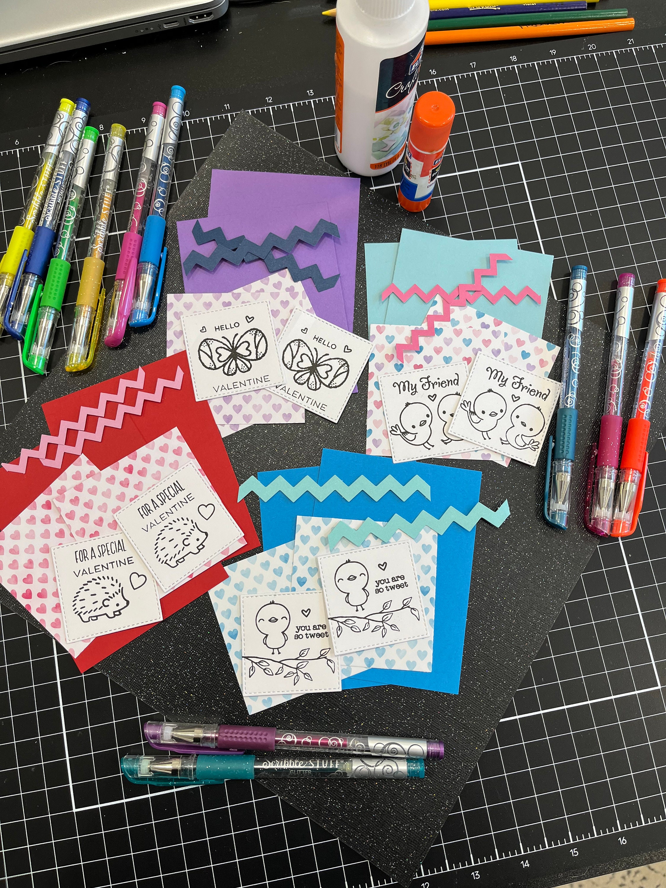Valentine Card Kit Set of 8 for Kids DIY Card Kit Valentine's Day Kid ...