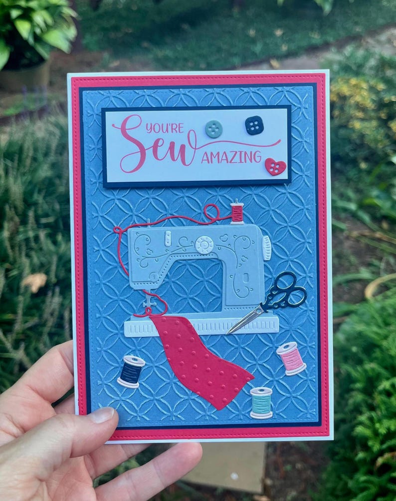 Sewing Machine Greeting Card: Handmade Embossed All-occasion Card - Etsy