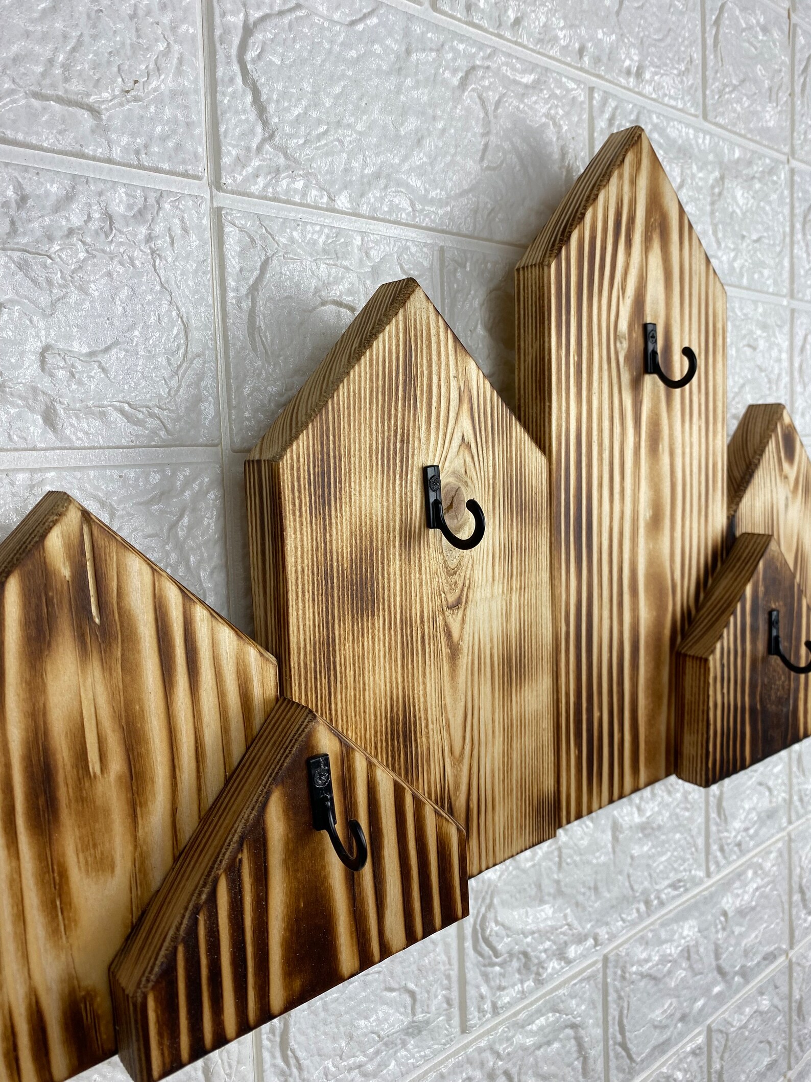 Rustic Wood Wall Hanging 4 Hook Key, Rustic Wooden Key Holder for Wall ...