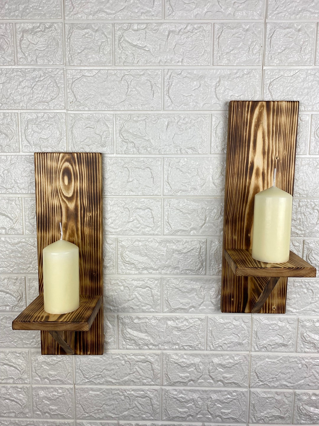 Rustic Shelves, Rustic Sconce, Wooden Candle Holder, Wooden Shelves ...