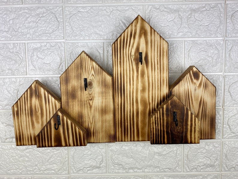 Rustic Wood Wall Hanging 4 Hook Key, Rustic Wooden Key Holder for Wall ...