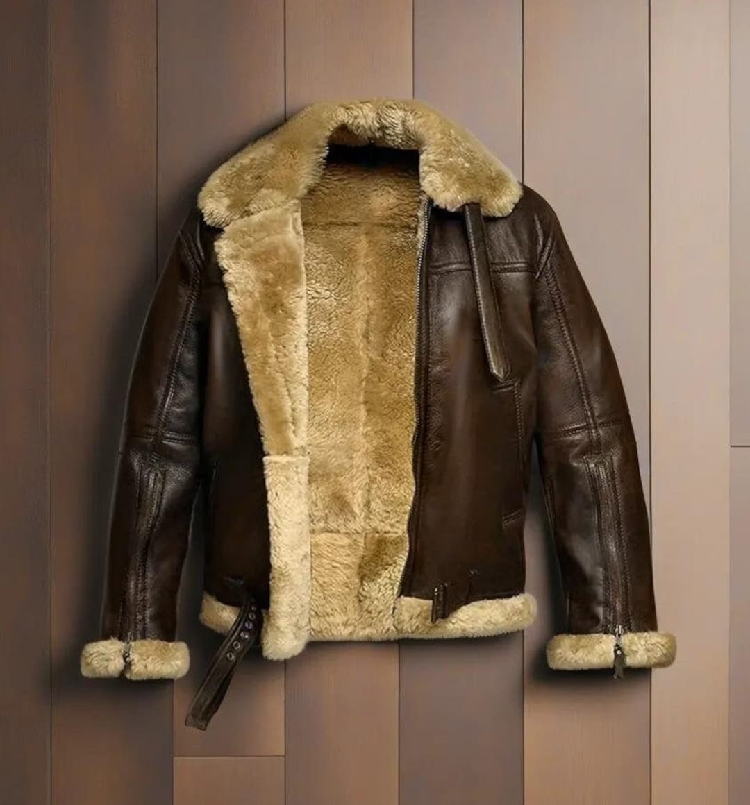 Mens Leather Bomber Jacket Mens Brown Bomber Jacket B3 Pilot Jacket ...