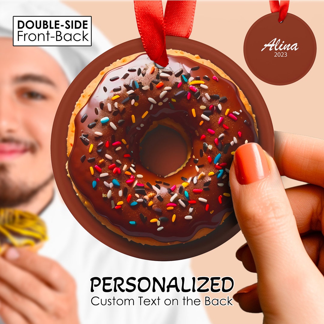 Personalized Donut Ornament Double Side Colorful Holiday - Etsy