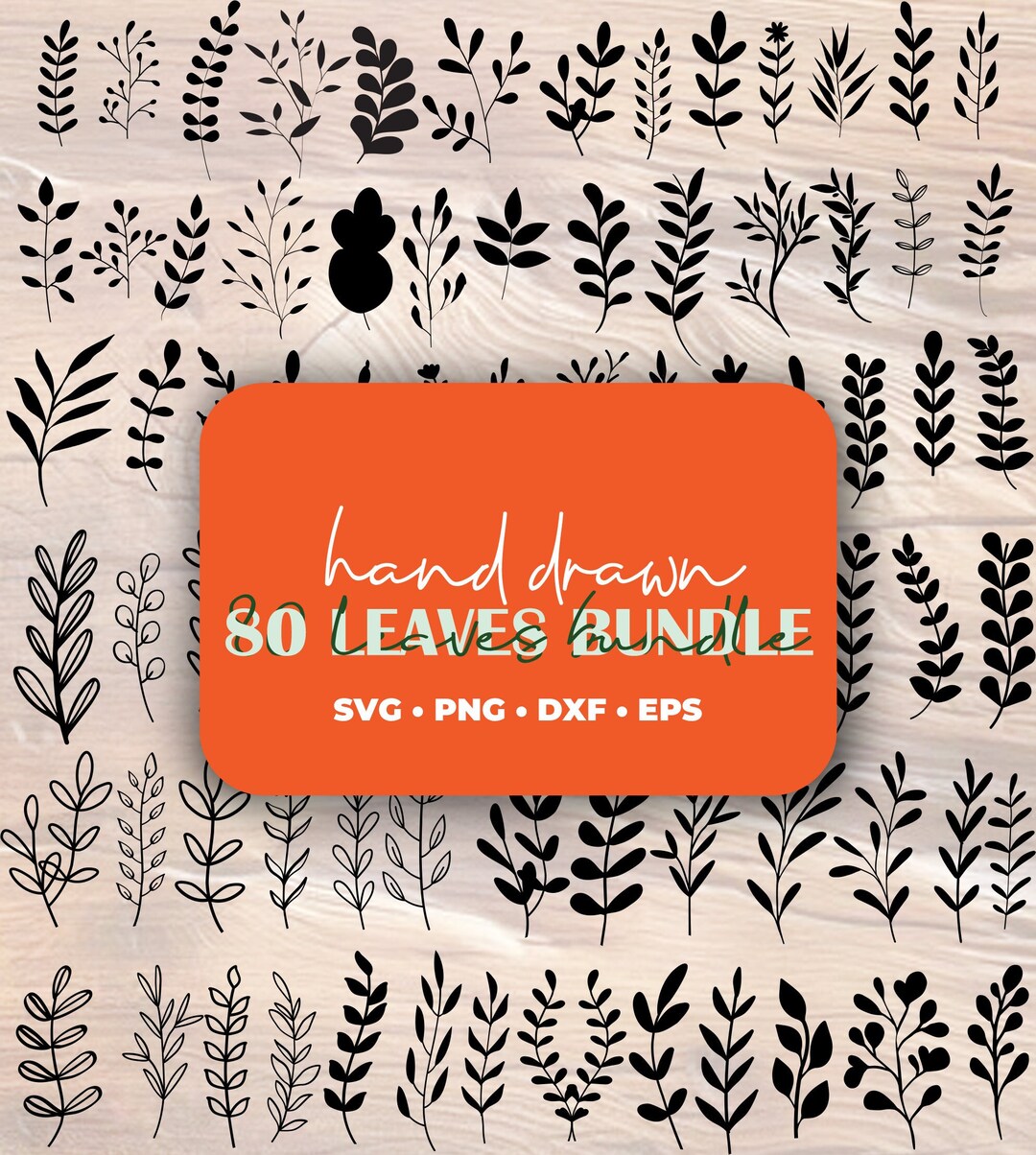 80 Hand Drawn Leaves SVG Bundle - Etsy