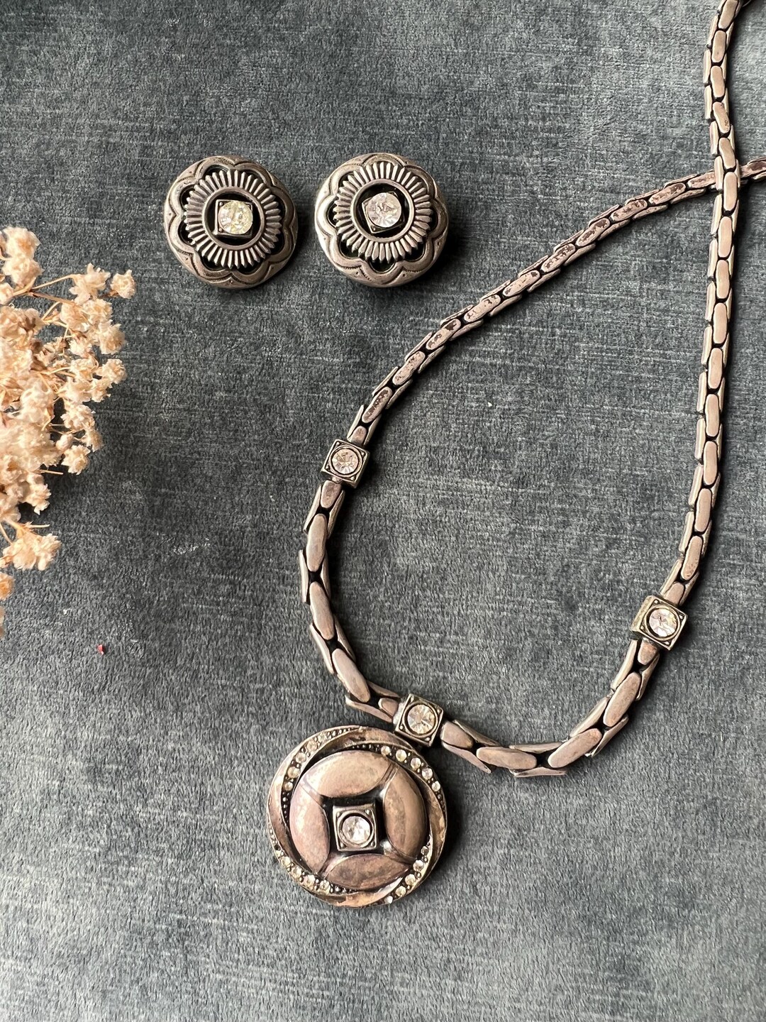 Vintage Ermani Bulatti Jewelry Set – Necklace and Clip-on Earrings ...