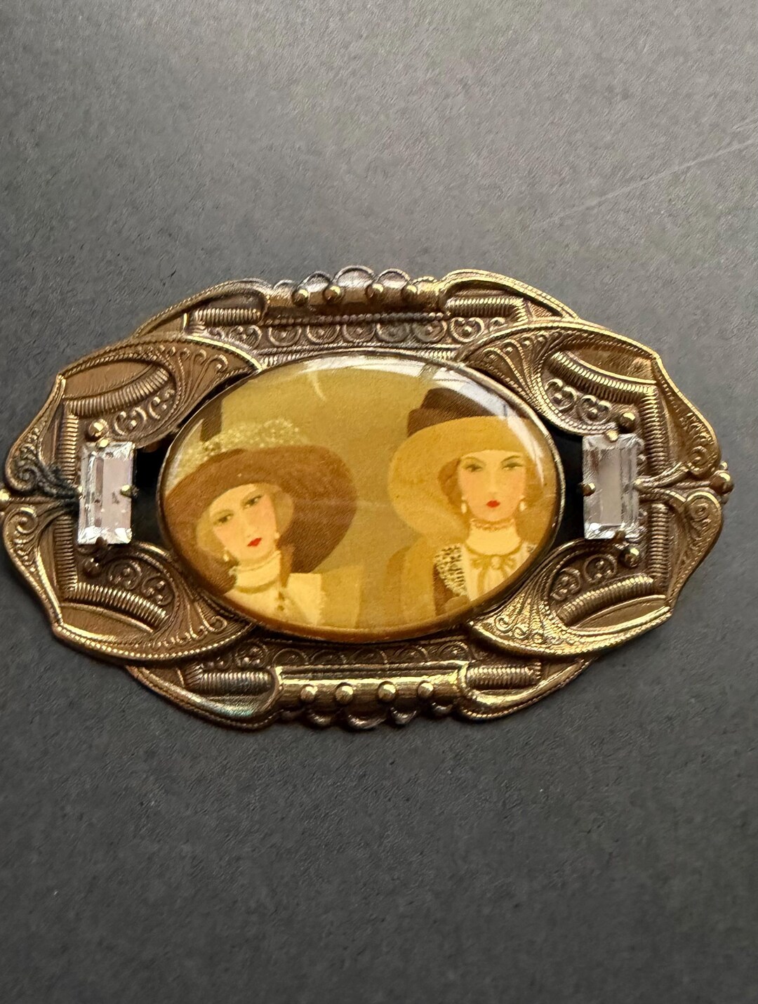 Antique-style Ermani Bulatti Art Deco Brooch – Two Elegant Ladies ...