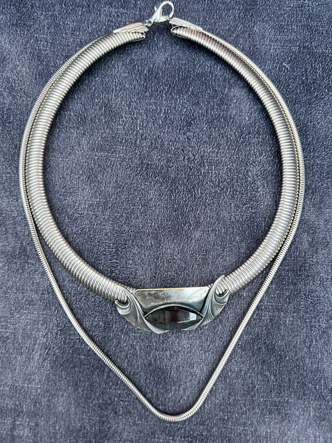 Vintage Ermani Bulatti Necklace – Double Chain Silver-tone Collar With ...
