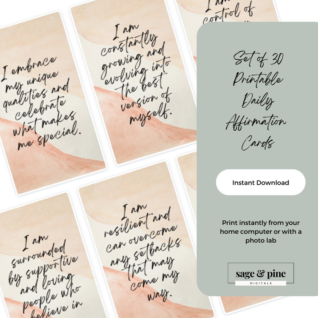 Printable Affirmation Cards Set of 30 - Daily Affirmation Cards ...