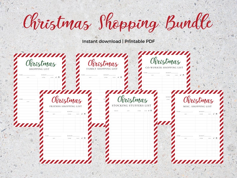 Christmas Shopping List Printables - Christmas Shopping Bundle ...
