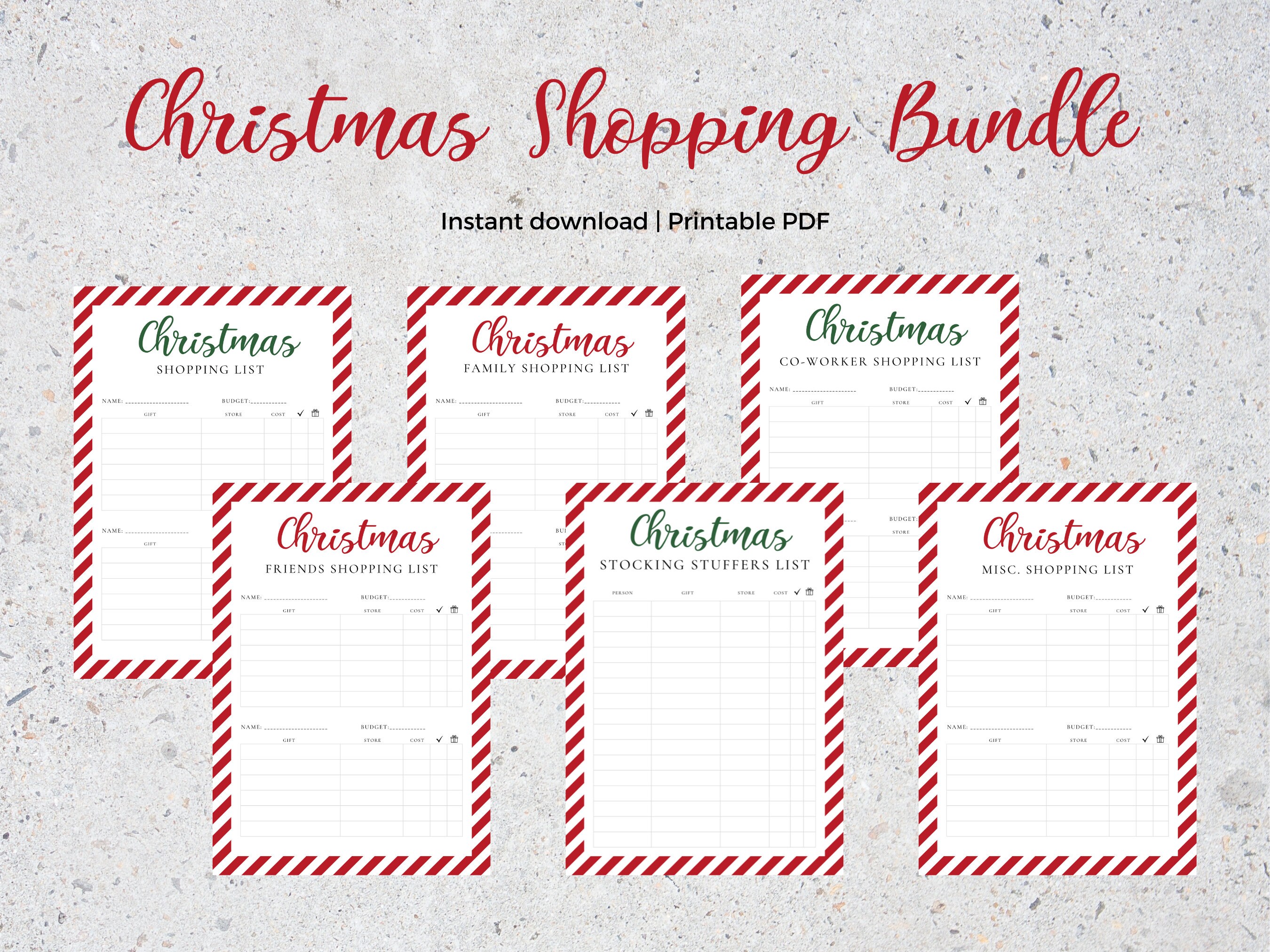 Christmas Shopping List Printables - Christmas Shopping Bundle ...