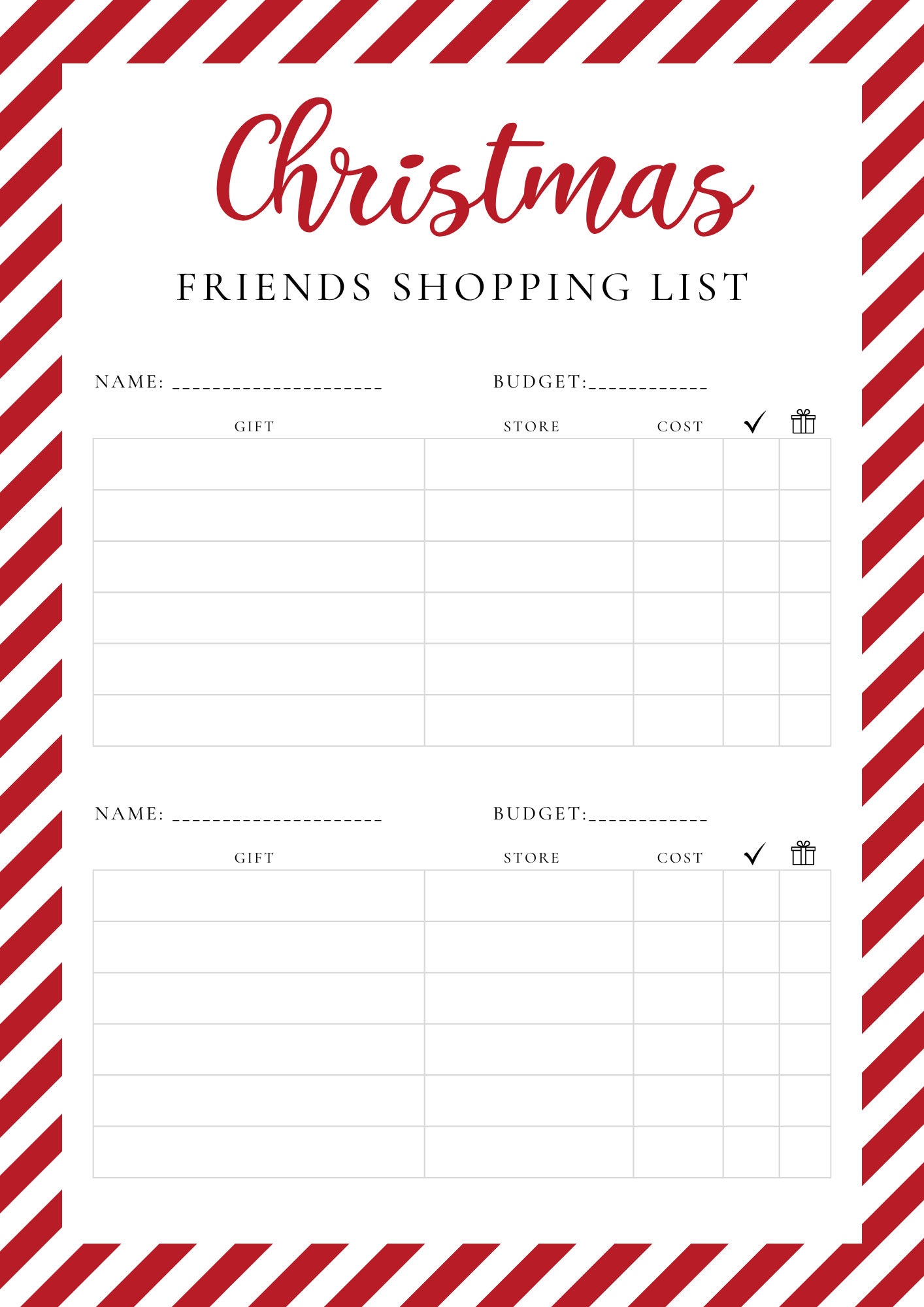 Christmas Shopping List Printables - Christmas Shopping Bundle ...