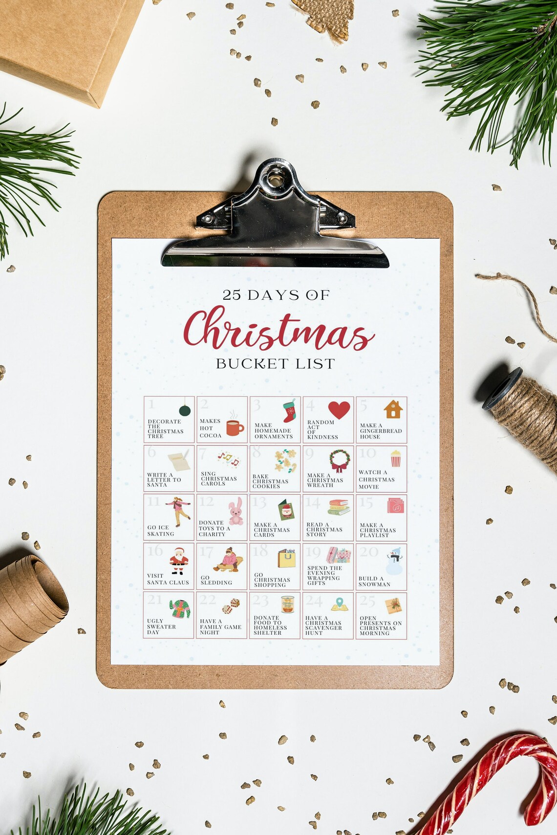 25 Days of Christmas Bingo - Christmas Bucket List - Christmas Game ...