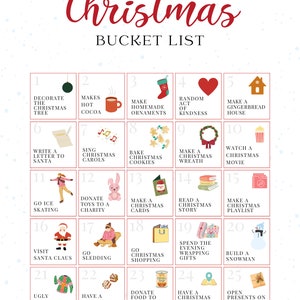 25 Days of Christmas Bingo - Christmas Bucket List - Christmas Game ...