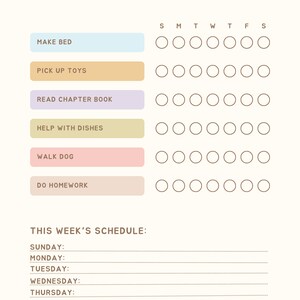 Editable Kids Chore Chart Template - Kids Chore Checklist - Printable ...