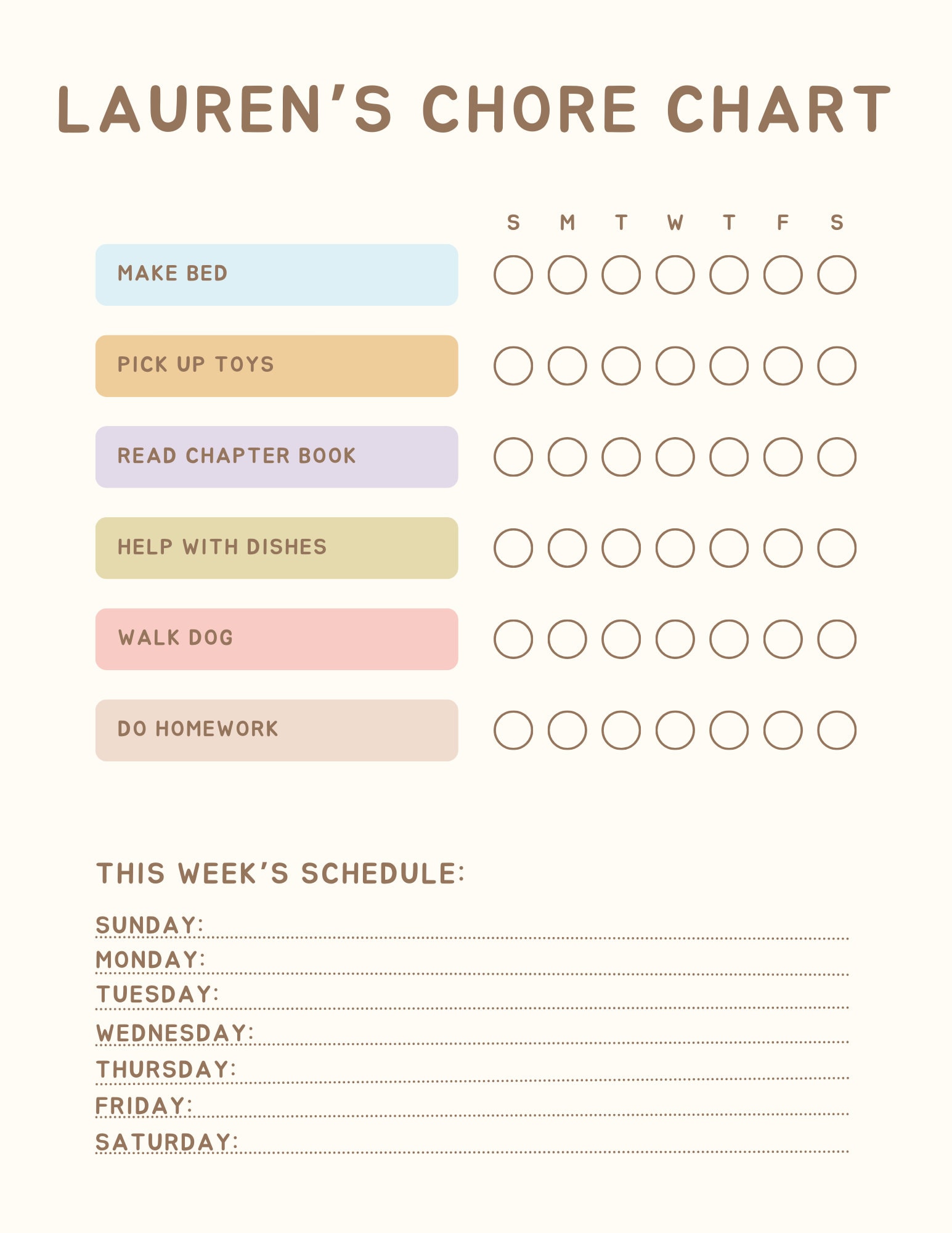 Editable Kids Chore Chart Template - Kids Chore Checklist - Printable ...