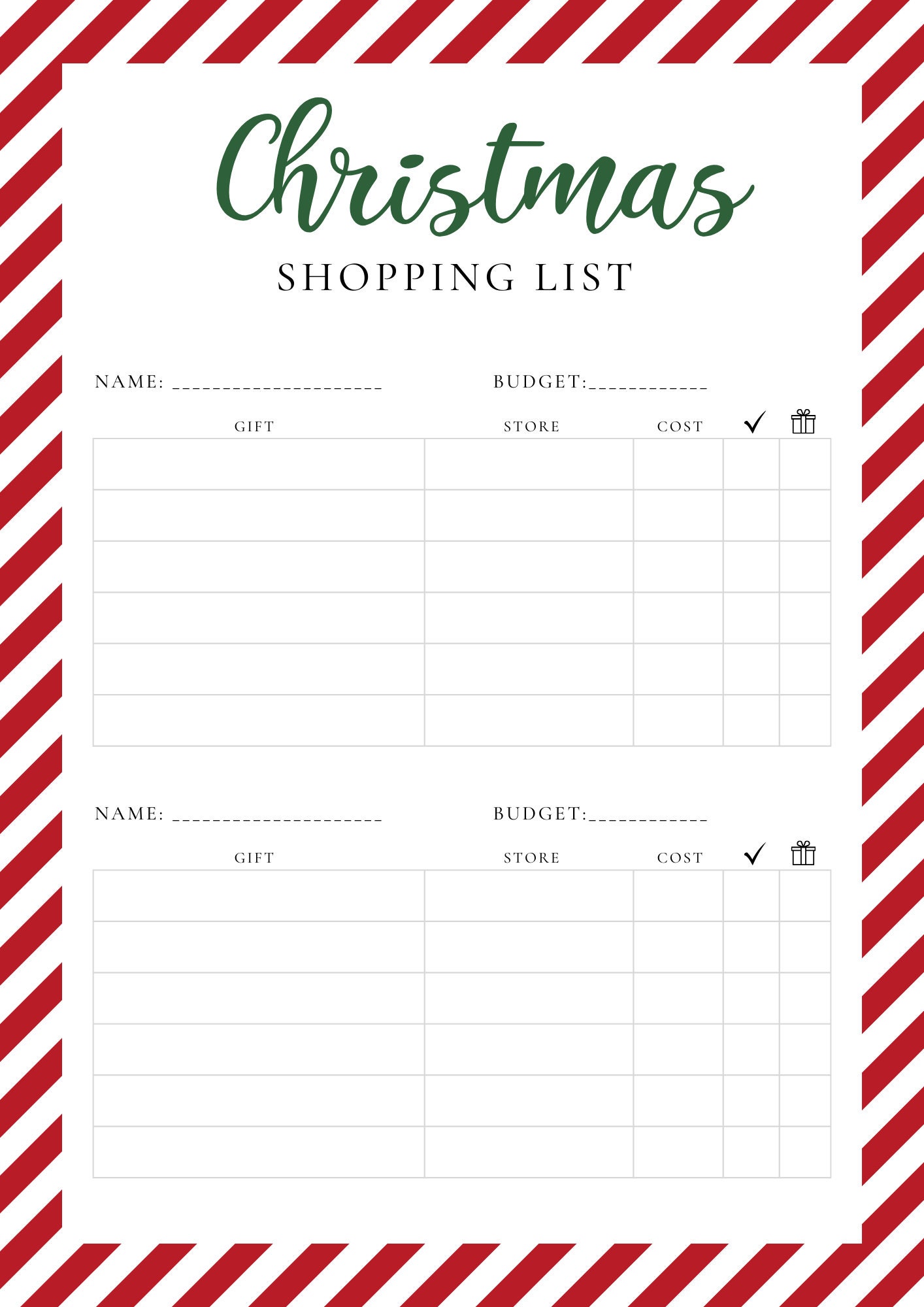 Christmas Shopping List Printables - Christmas Shopping Bundle ...