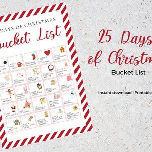 25 Days of Christmas Bingo - Christmas Bucket List - Christmas Game ...