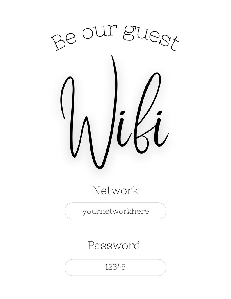 Wifi Password Network Sign - Editable Wifi Sign Template - Printable ...