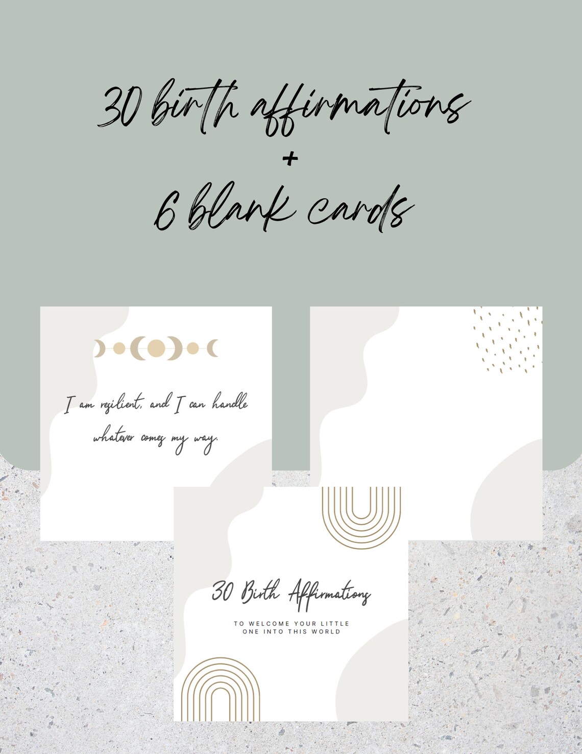 Printable Boho Birth Affirmation Cards Set of 30 - Labor Affirmation ...