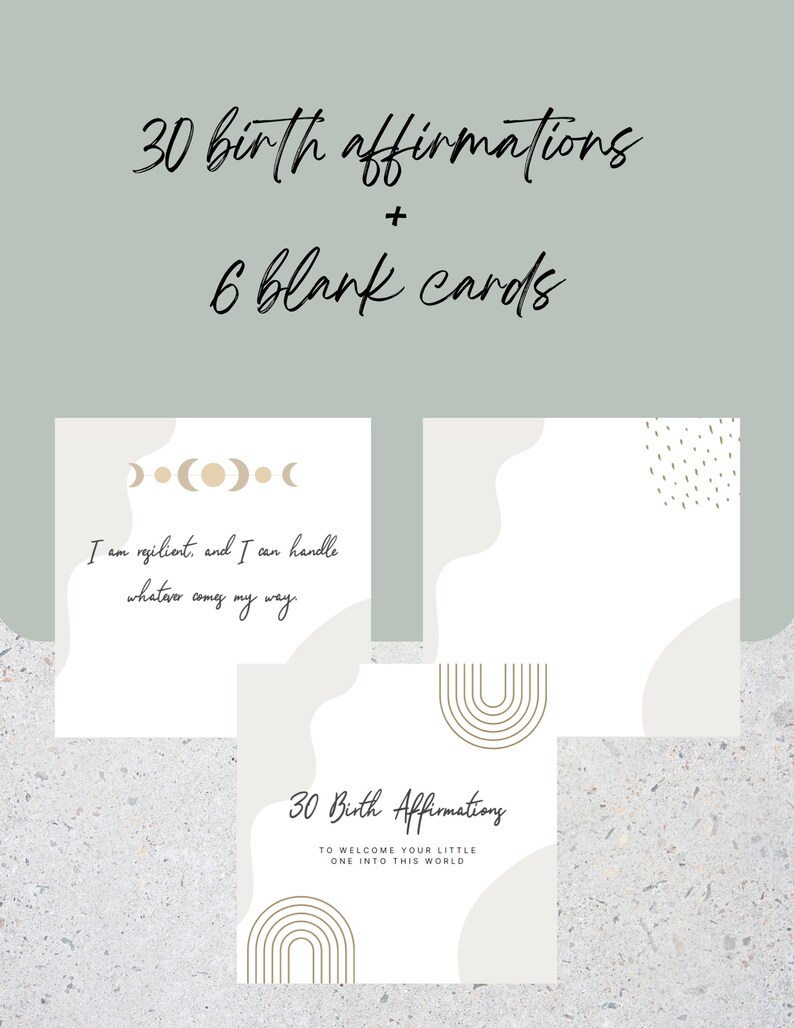 Printable Boho Birth Affirmation Cards Set of 30 - Labor Affirmation ...