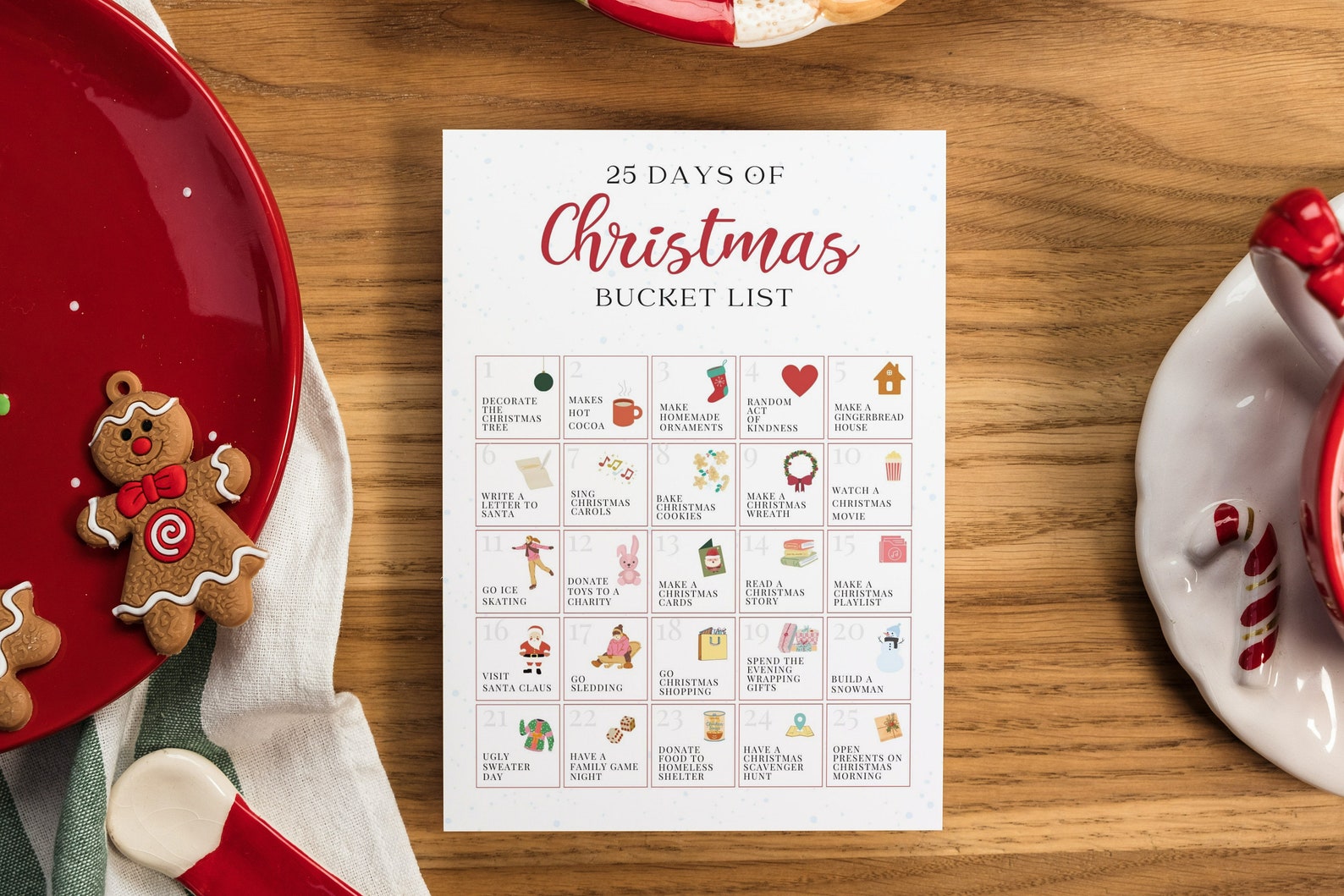 25 Days of Christmas Bingo - Christmas Bucket List - Christmas Game ...