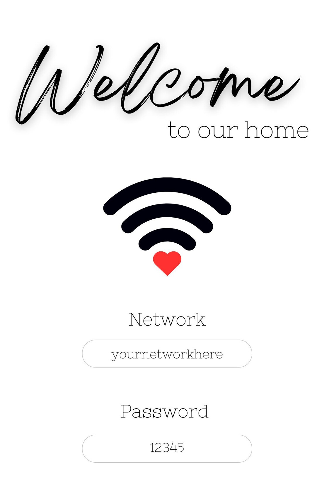Wifi Password Network Sign - Editable Wifi Sign Template - Printable ...